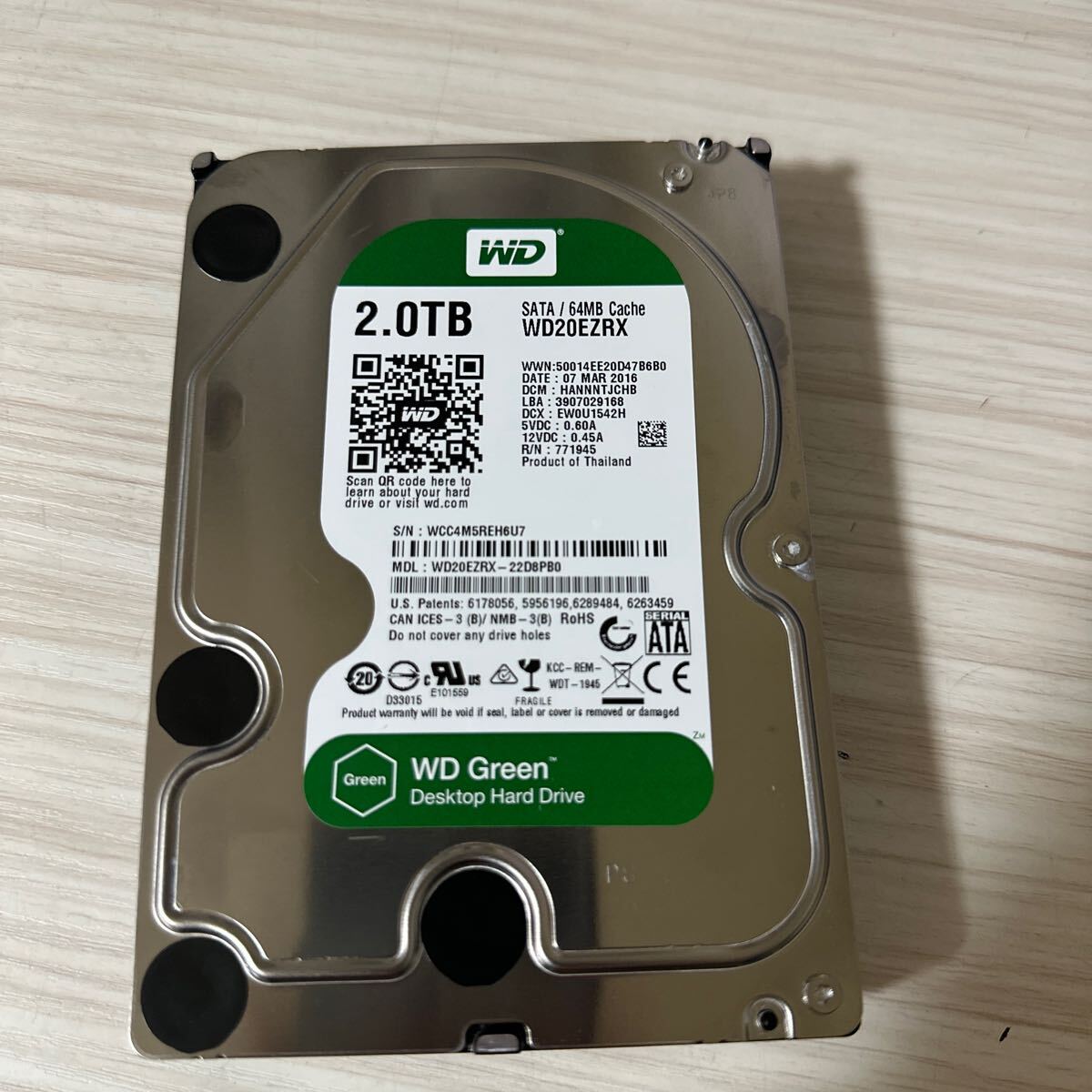 【やや傷や汚れあり】X51:【動作保証/使用0時間】Western Digital WD 2TB WDC WD20EZRX 3.5インチHDD 2000GBの落札情報詳細 - ヤフオク落札価格 ...