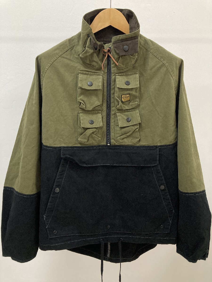 【未使用に近い】KAPITAL キャピタル ANORAK IN GREEN-BLACK COLOR BLOCK CANVAS JACKET ...