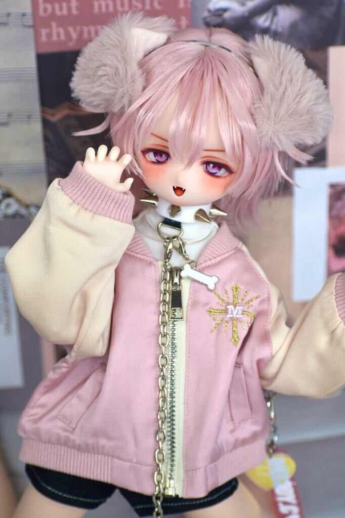 【未使用に近い】【nene*moon】DDH-01(SW/セミホワイト肌) カスタムヘッドソフビ盛り+セット済みウィッグ+舌パーツ+自作アイ3 ...