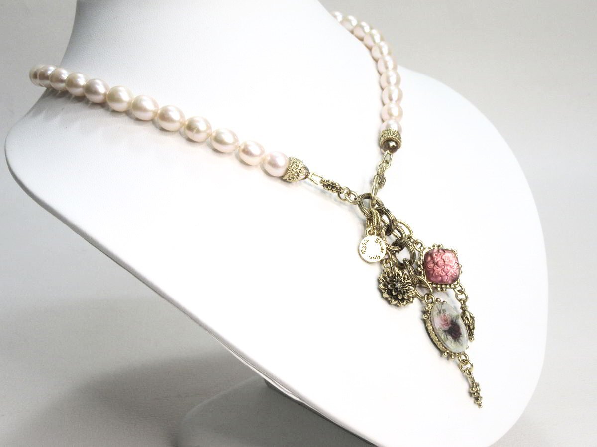 【やや傷や汚れあり】1円～ Robin Steele / ロビンスティール パール アンティーク ヴィンテージ カメオ エンボス ネックレス ブレスレット セットの落札情報詳細 - ヤフオク ...