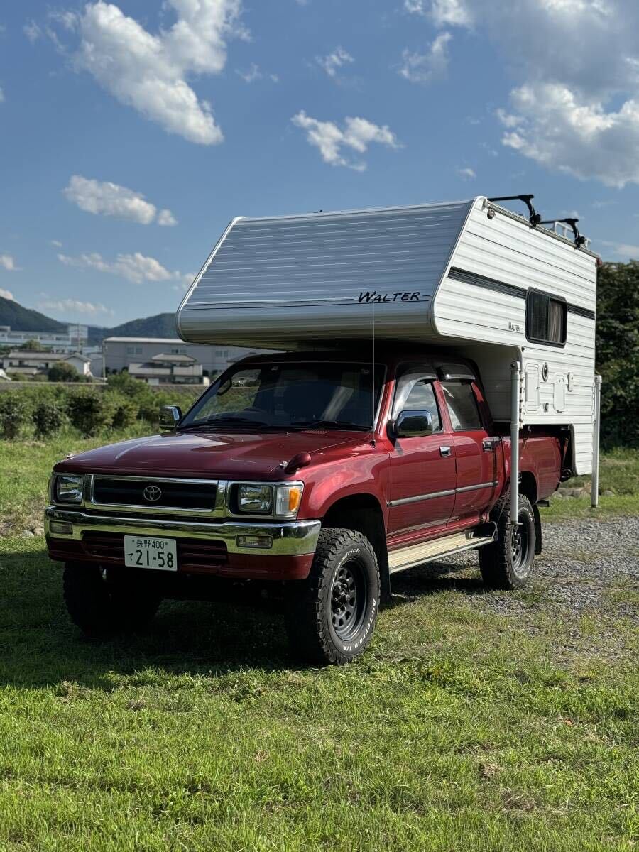 【やや傷や汚れあり】 希少車！車検R7.6月ハイラックス ダブルキャブ LN107 ディーゼル 4WD 5MT サンルーフ トラキャン BFグッドリッチ キャンピングの落札情報詳細 ...