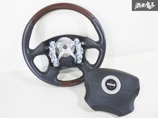 【やや傷や汚れあり】程度良好！！ スバル 純正 MOMO モモ BH5 BE5 BEH BH9 レガシィ ステアリング ハンドル ウッド レザー コンビ ホーンパット付 即納 棚17Iの落札 ...