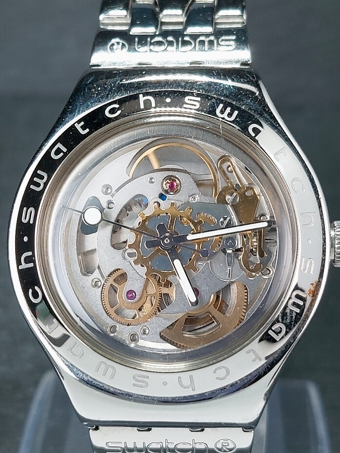 【目立った傷や汚れなし】美品 箱付き SWATCH スウォッチ IRONY アイロニー AUTOMATIC BODY & SOUL YAS100G アナログ 自動巻き 腕時計 裏スケ ...
