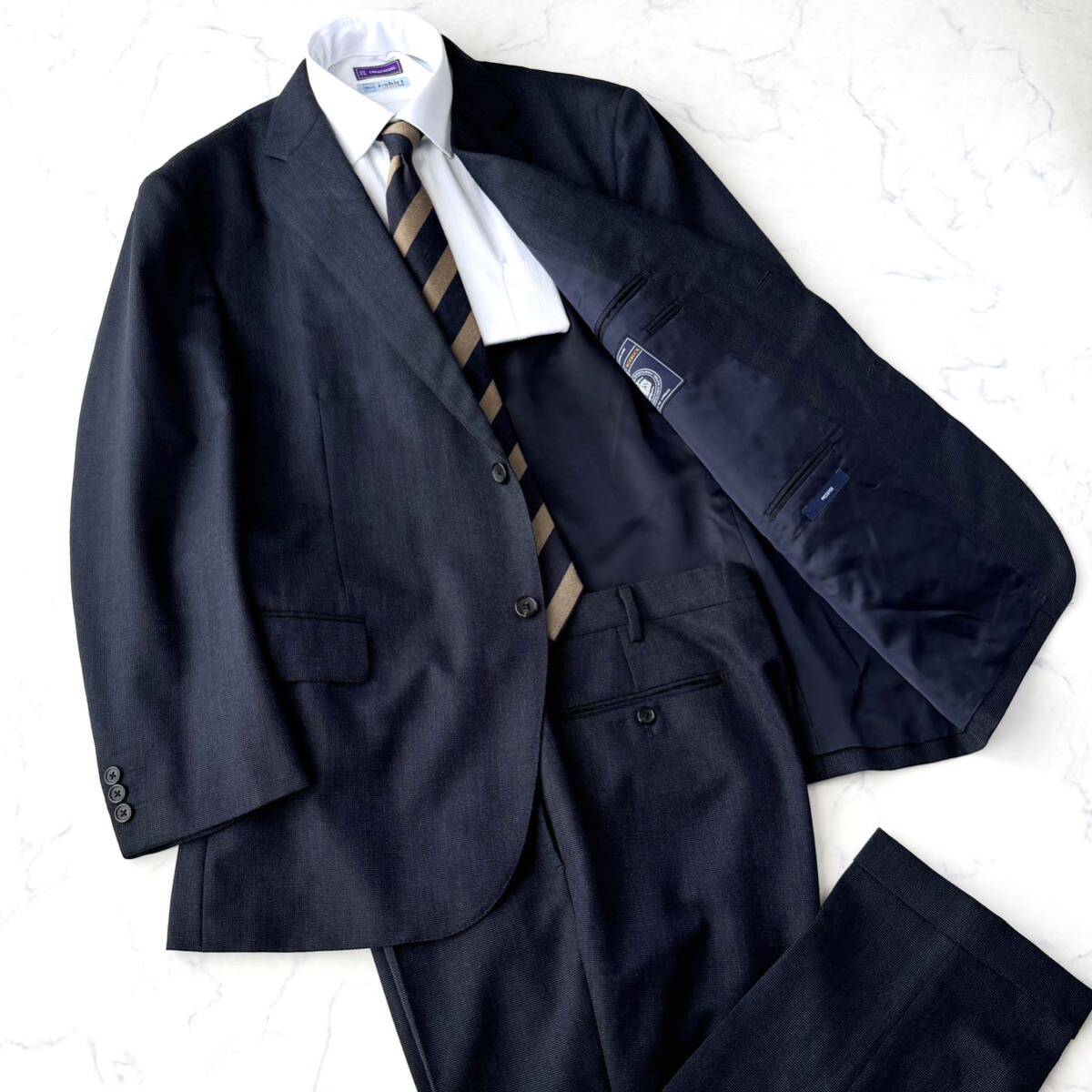 【目立った傷や汚れなし】C688 希少サイズ J.PRESS J プレス オンワード樫山 美品 バーズアイ ジャケット セットアップ スーツ 艶感 光沢 ネイビー 紺 X4 ＝ XL以上の落札 ...