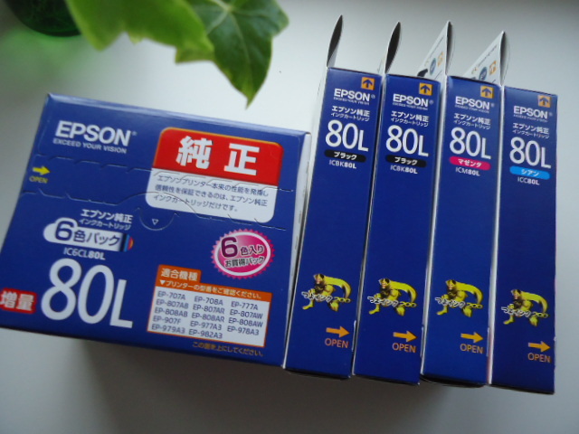 【未使用】EPSON エプソン80L 純正 増量 インクカートリッジ★IC6CL80L 6色パック/ICBK80L/ICC80L/ICM80L☆新品合計5箱セット 訳ありの落札情報詳細 ...