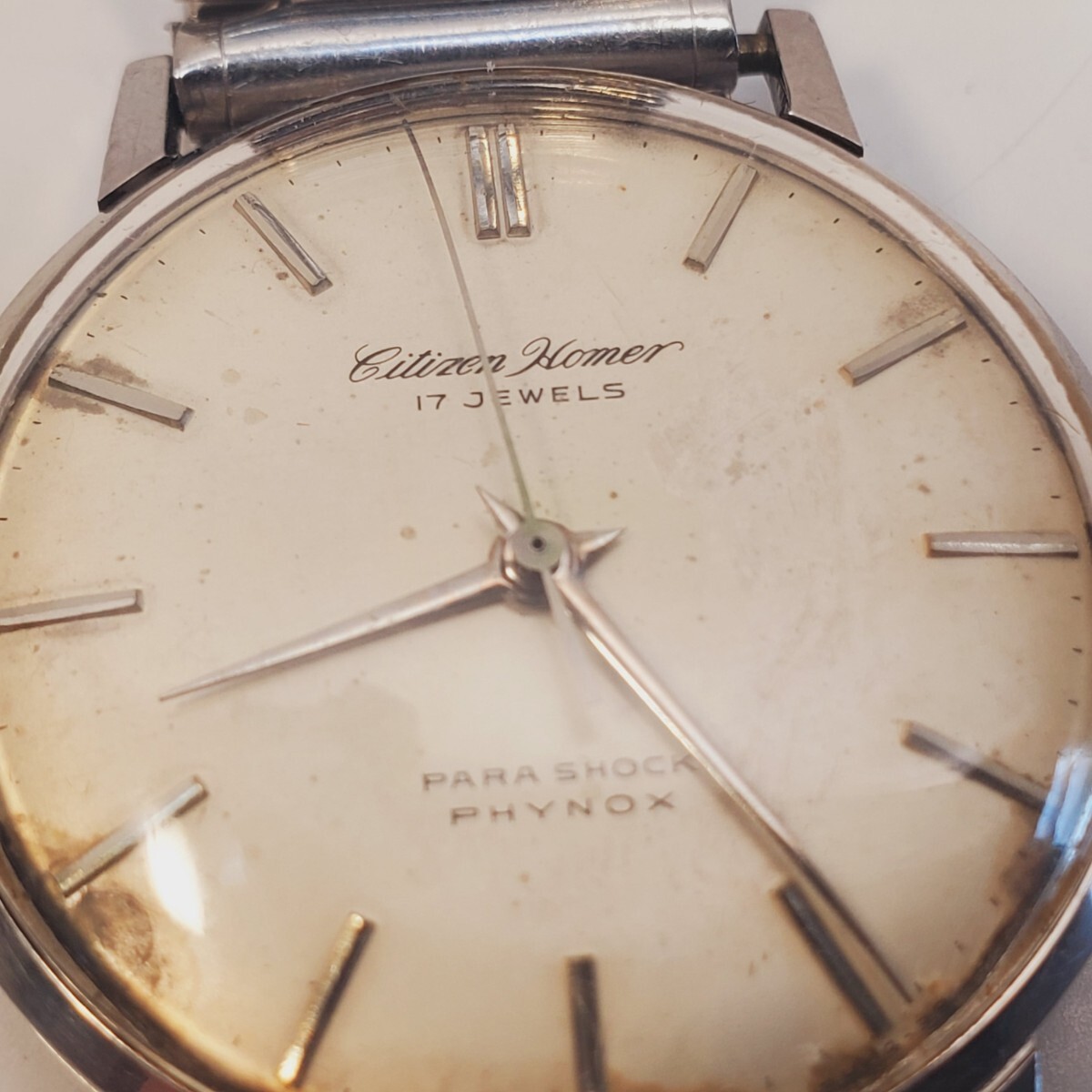 【やや傷や汚れあり】Citizen シチズン 腕時計「Citizen Homer 17jewels parashock phynox 手巻き 可動品 」純正バンド 昭和レトロ アンティーク ...