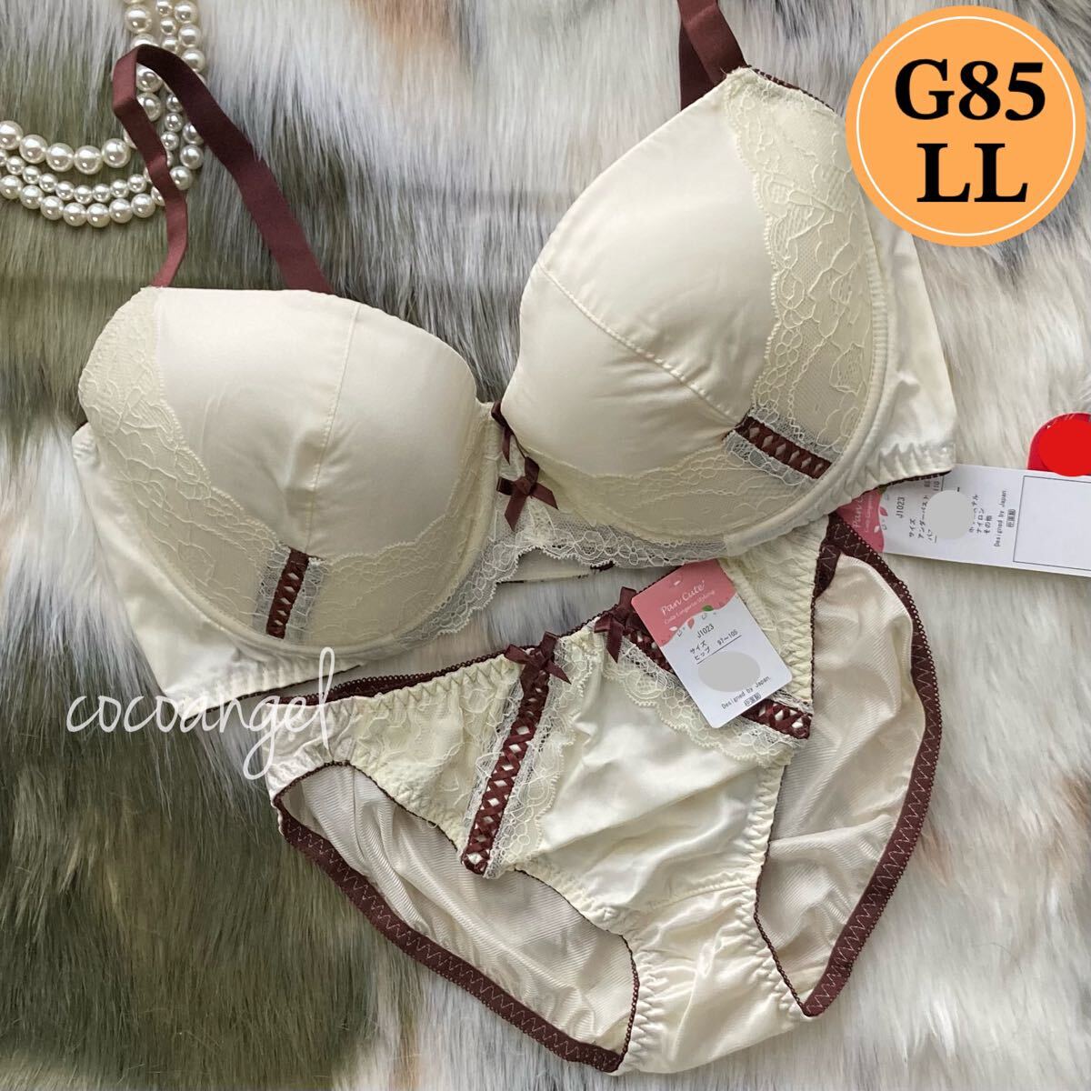 【未使用】ラスト【G85/LL アイボリー サテン】新品 ブラジャーショーツ パッド内蔵 ツルツルパンティ 男性用ブラ 女装 巨乳 Gカップ 大きいサイズの落札情報詳細 - Yahoo ...