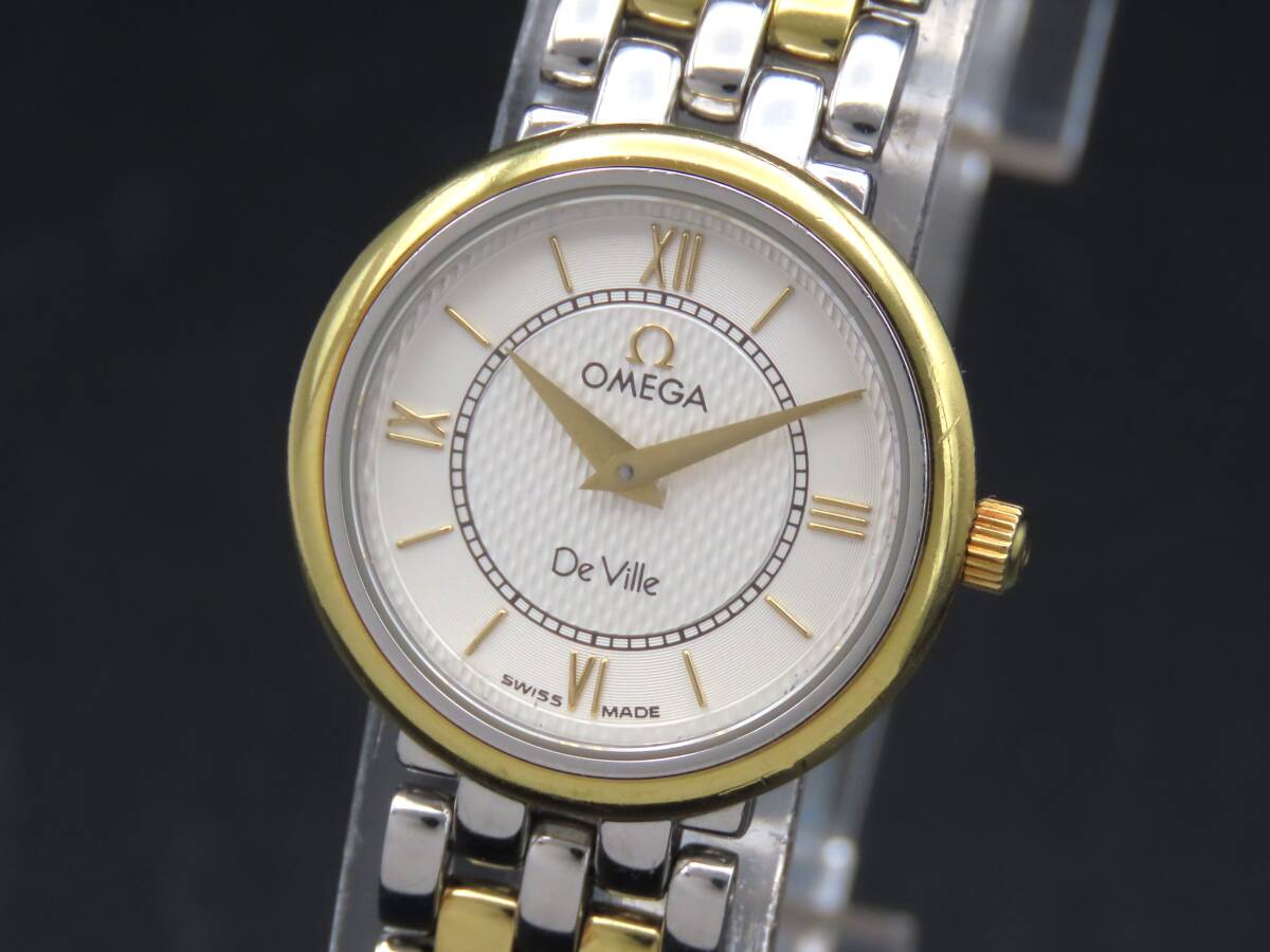 【傷や汚れあり】1円～! 稼動品 正規品 OMEGA オメガ 7374.31.00 デビル SS GP クォーツ シルバーダイヤル 純正ブレス 6203/856 レディース腕時計 ...