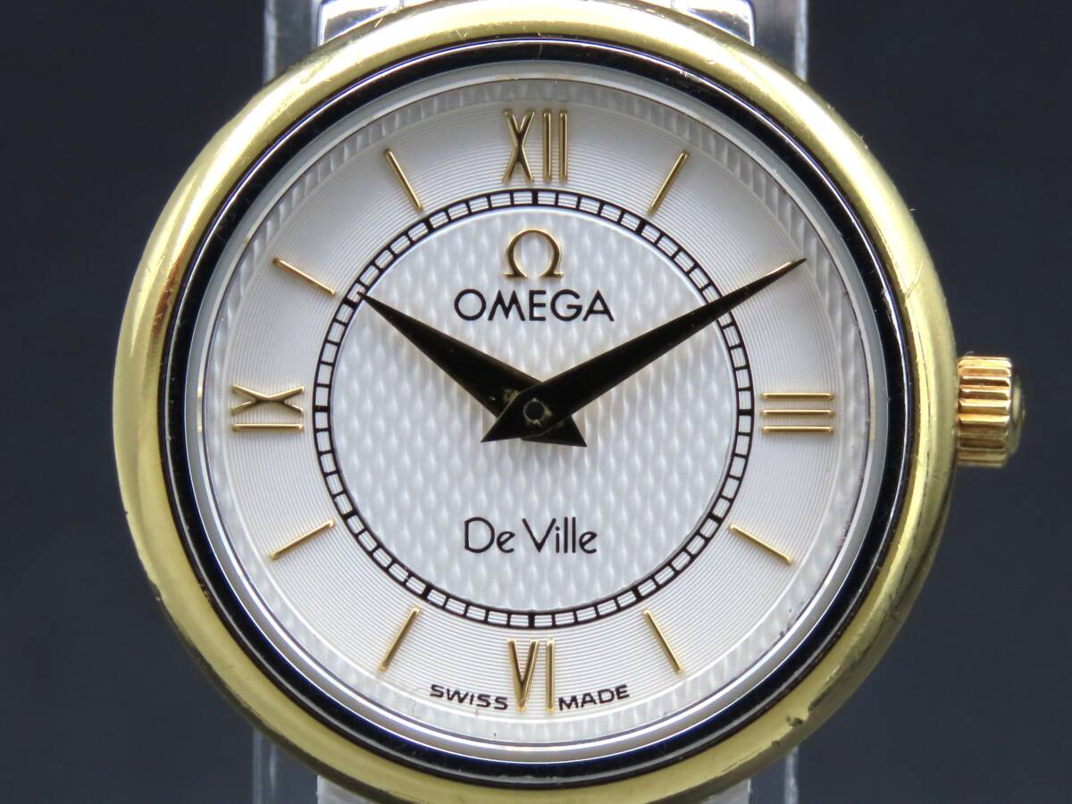 【傷や汚れあり】1円～! 稼動品 正規品 OMEGA オメガ 7374.31.00 デビル SS GP クォーツ シルバーダイヤル 純正ブレス 6203/856 レディース腕時計 ...