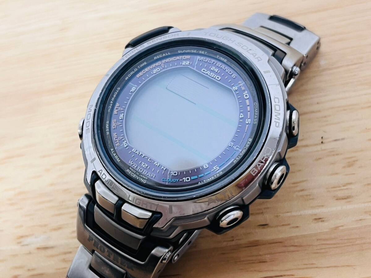 【やや傷や汚れあり】B CASIO カシオ PRO TREK プロトレック PRX-2000T マナスル チタン メンズ 電波ソーラー 腕時計 ...