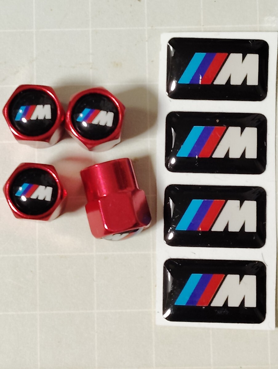 【未使用】赤角 BMW ///M performanceホイール エアバルブキャップ ミニエンブレム E36 E46 E90 E91 E92 E93 F30 F31 F34 E60 F07 ...