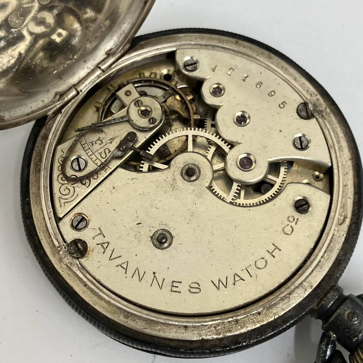 【傷や汚れあり】I4-180【懐中時計 銀 シュオーブ フレール SCHWOB FRERES & Co】不動 TAVANNES WATCH 935 102g アンティーク レトロ 1円出品 1 ...