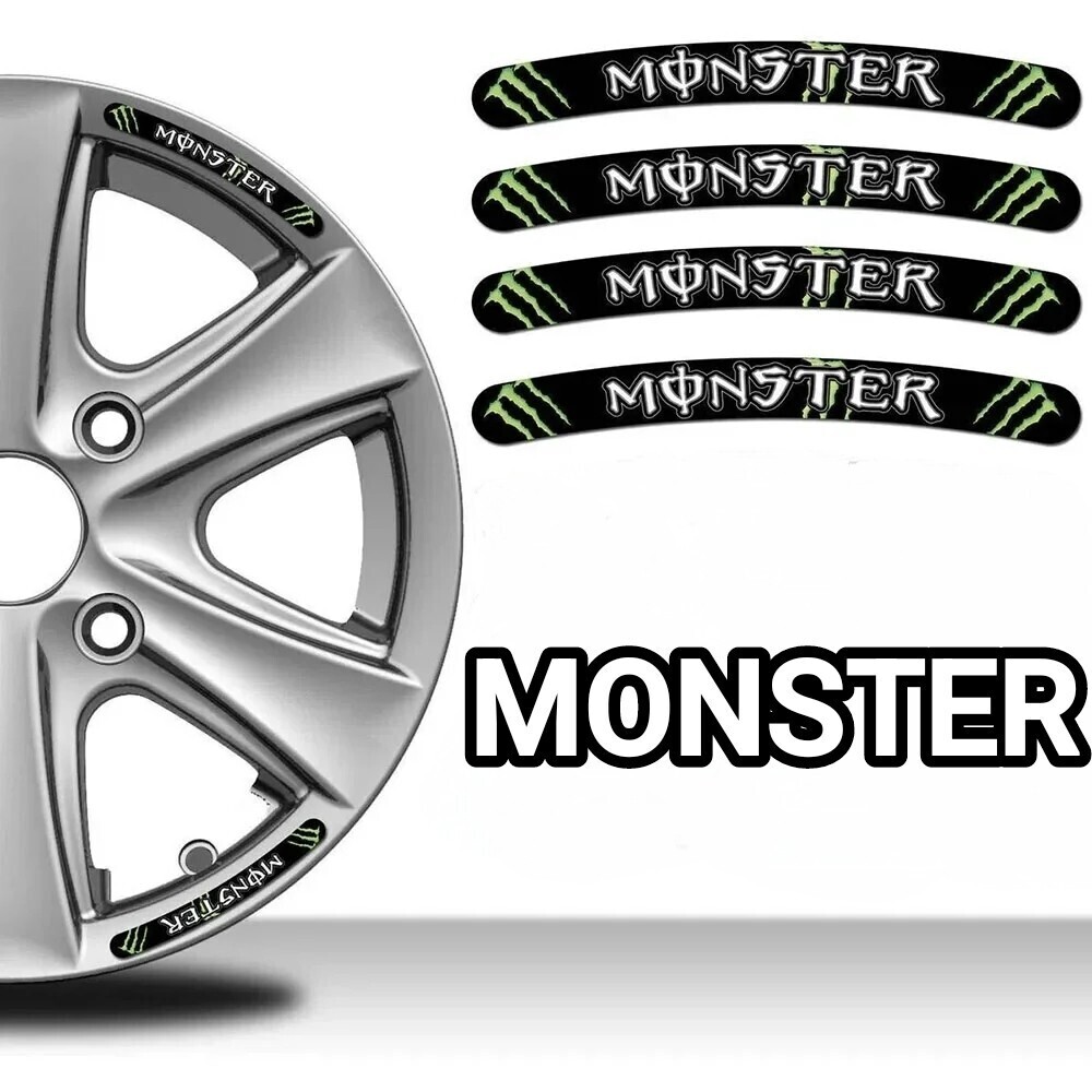 【未使用】モンスターエナジー 3D ホイール リム用ステッカー 4P YAMAHA KAWASAKI HONDA SUZUKI BMW ハーレー SHOEI ドゥカティ アプリリア JDMの ...