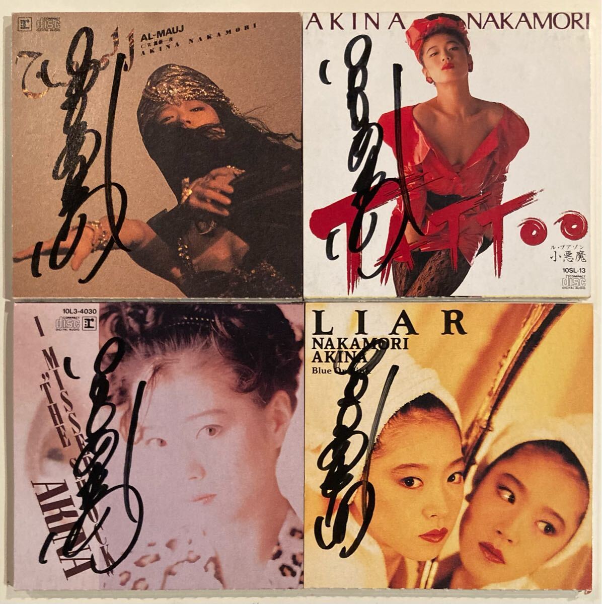【やや傷や汚れあり】中森明菜 CD 4枚 AL-MAUJ TATTOO I Missed The Shock LIAR サイン 歌姫 8cmCD 短冊 薔薇一夜 小悪魔 ルプアゾン ...