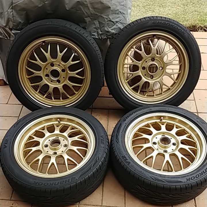 BBS RG390 15inch 6j45 ゴールド ハブリング54 美品 HANKOOK VENTUSV12evo 195/50 3部山の ...