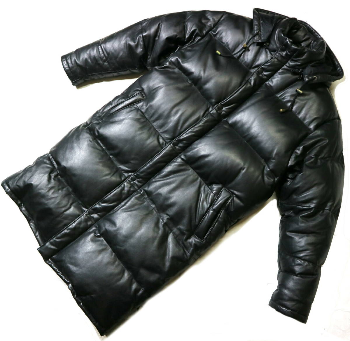 訳あり（ジップ引手）/かなり良好！ WIND ARMOR ウインドアーマー 牛革 ロング レザーダウンジャケット Mサイズ相当（身長170-175cm位）の落札情報詳細 - ヤフオク落札価格 ...