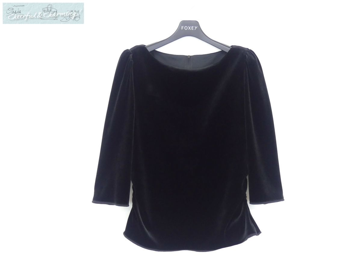 Velour Noir by FOXEY NEWYORK トップス プチフルール 40 ブラック ストレッチベロア#シャーリング '19年12月メルマガ 39833の落札情報詳細 ...