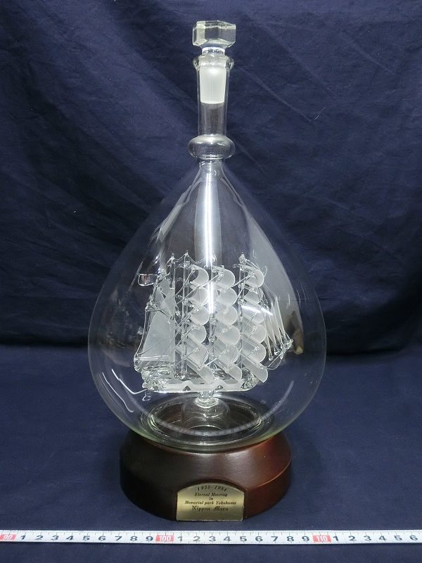 P1875 工芸ガラス ボトルシップ 日本丸 ガラス細工 置物の落札情報詳細 - ヤフオク落札価格検索 オークフリー