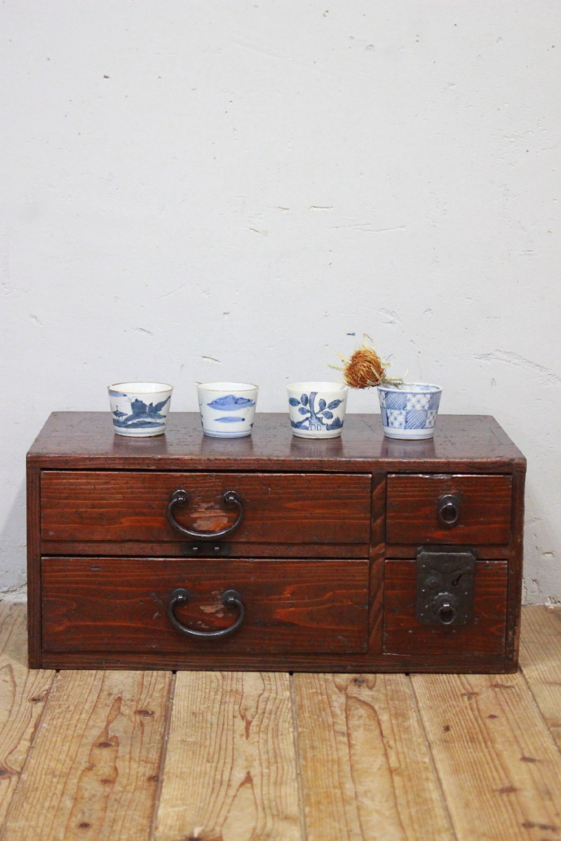 【傷や汚れあり （詳細）】E045 明治期船机/手許箪笥/硯箱/時代箪笥/和家具/アンティーク家具/収納/古道具/小引き出し/46371の落札情報詳細 - ヤフオク落札価格検索 オークフリー