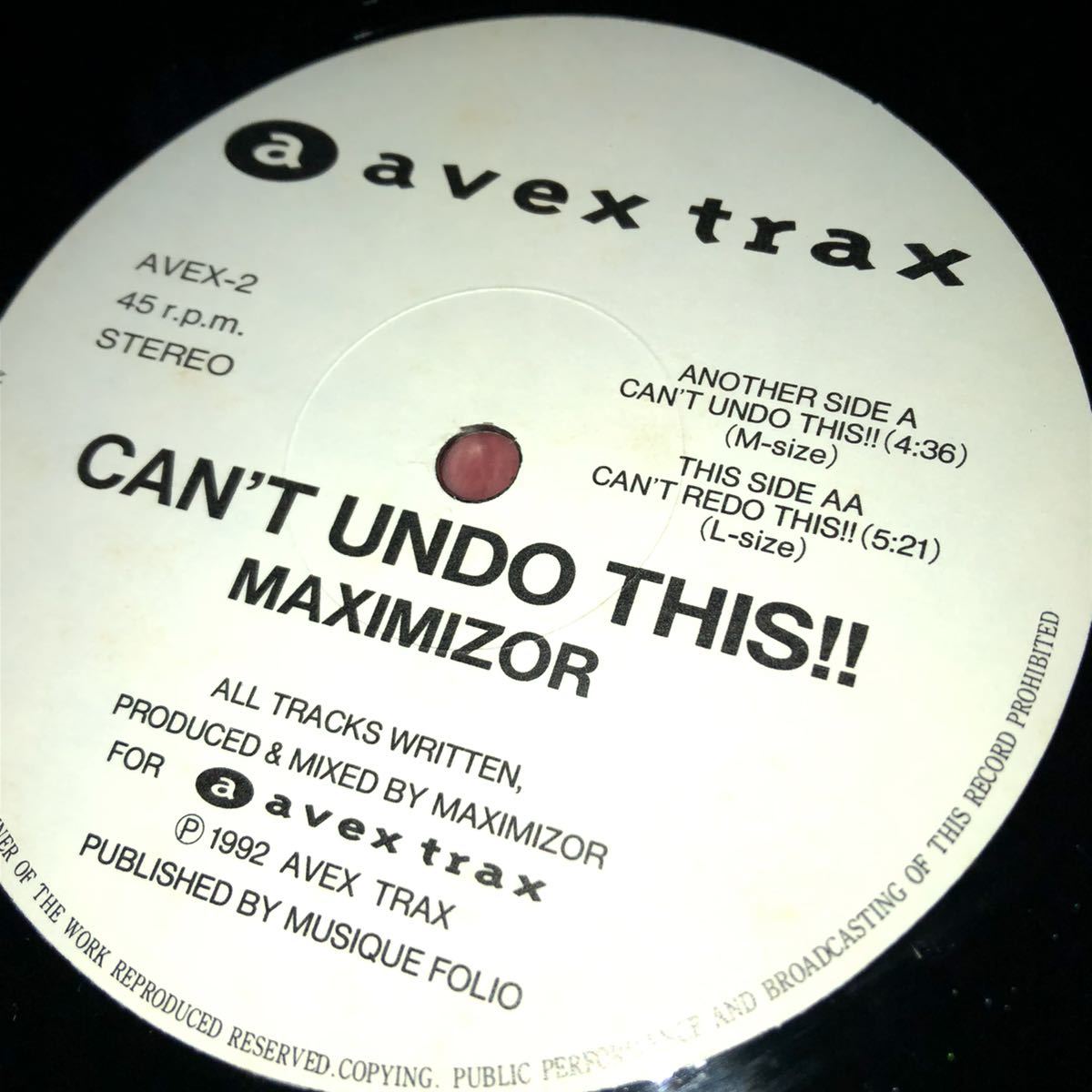 【傷や汚れあり】12” Maximizor / Can't Undo This!! (AVEX-2) マキシマイザー キャント・アンドゥ・ディス 12インチの落札情報詳細 - ヤフオク落札価格 ...
