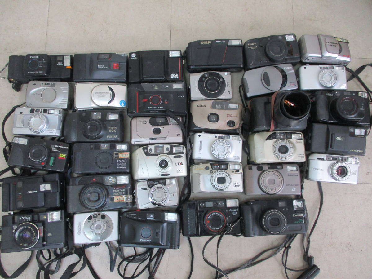 【傷や汚れあり】L578 現状品コンパクトフィルムカメラ35台セット Canon RICOH TITAN MINOLTA FUJIFILM ...
