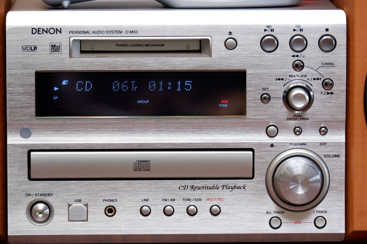 【目立った傷や汚れなし】DENON D-MS3 CD/MD/TUNER/AMP/USB DAC ミニコンポ +スピーカー 極美品 美音 1週間 ...