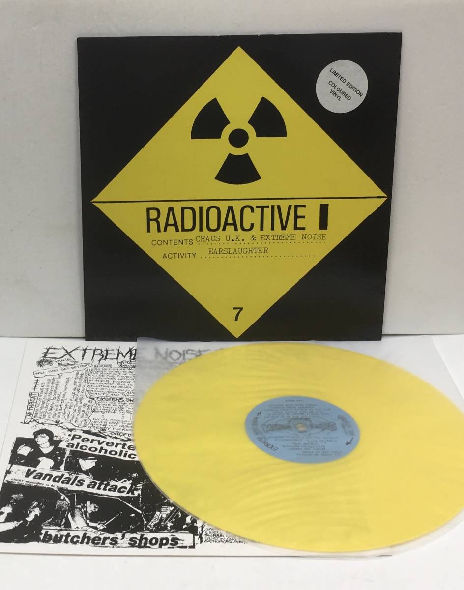 【やや傷や汚れあり】LP EXTREME NOISE TERROR - CHAOS UK / Earslaughter ACHE 001 Yellow Marble VINYL '90 ...