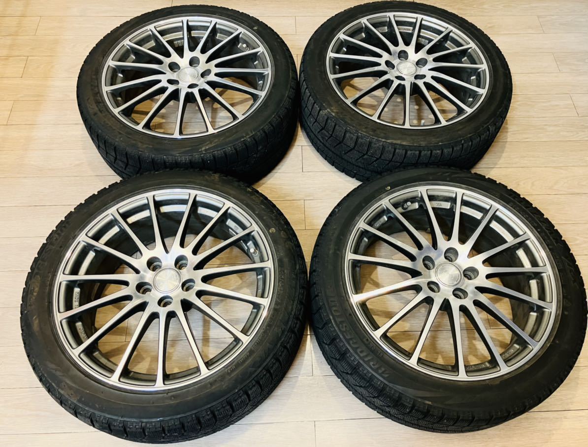 【やや傷や汚れあり】BRIDGESTONE ECO FORME CRS101 17インチ ホイール 4本 7J-17 +53 PCD100 5穴 BRIDGESTONE VRX 215 ...