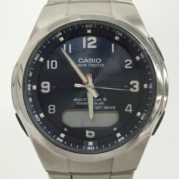 【傷や汚れあり】L031-I23-3810 CACIO カシオ wave ceptor ウェーブセプター ソーラー メンズ デジアナ 蛍光 ...