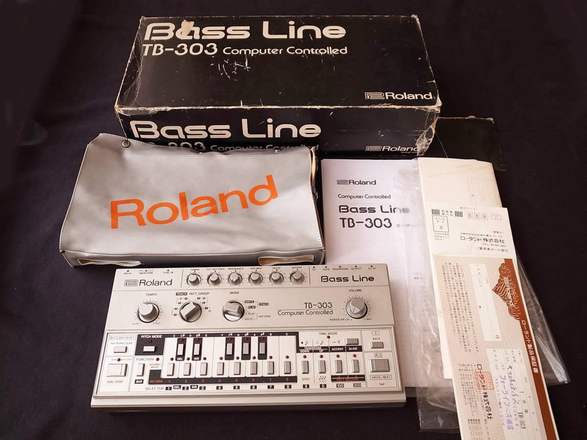【やや傷や汚れあり】TB-303 Bass Line Roland ローランド ベースライン 元箱 カバー 付き ビンテージシンセサイザー (TR 909 808 08 09 TB 303 ...