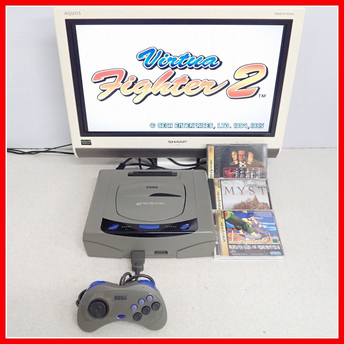 【傷や汚れあり】動作品 SS セガサターン 本体一式 HST-3210 + 月花霧幻譚 TORICO/ミスト 等 ソフト3本 まとめてセット ...