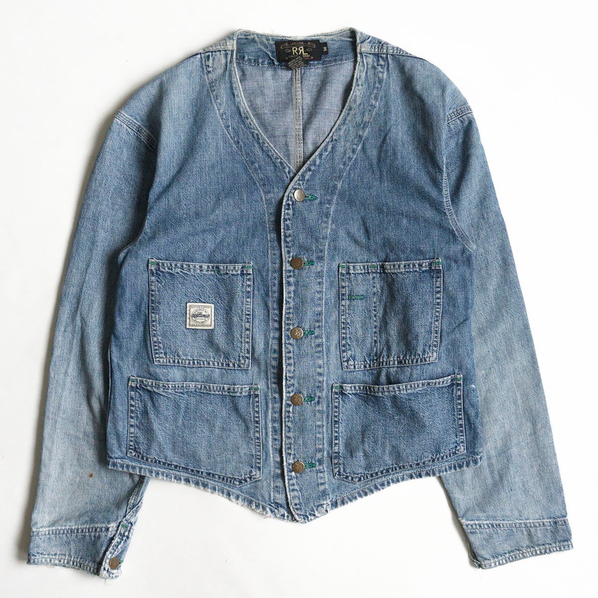 【傷や汚れあり】【希少/90s】 RRL 【ENGINEER JACKET】M ノーカラー デニム インディゴ エンジニア ジャケット ラルフローレン 2210177の落札情報詳細 ...