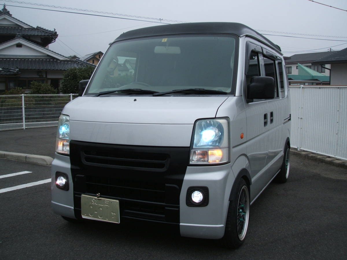 【走行距離 143,000 km】★エブリィV（4ナンバー）,ターボ、ローダウン（車高調）社外パネル類取付、ナビ＆VD＆TV,社外アルミ、車検 ...