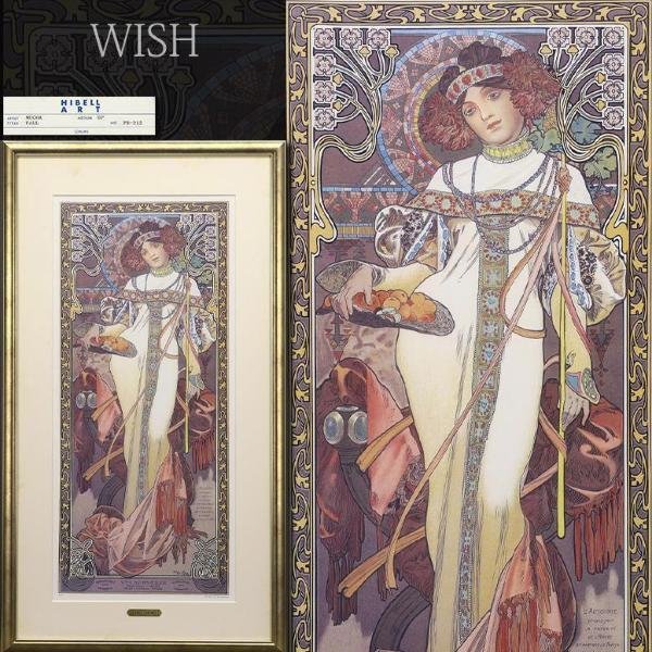 【目立った傷や汚れなし】【真作】【WISH】ミュシャ Alphonse Mucha「FALL」リトグラフ 15号 大作 証明シール 〇アール ...