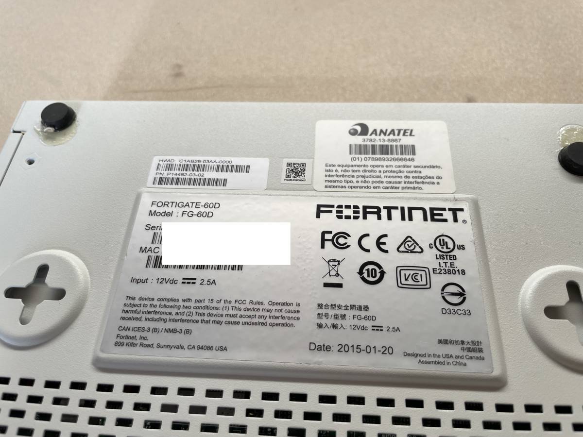 【目立った傷や汚れなし】FORTINET フォーティネット Fortigate-60D ファイアウォール FG-60Dの落札情報詳細 ...