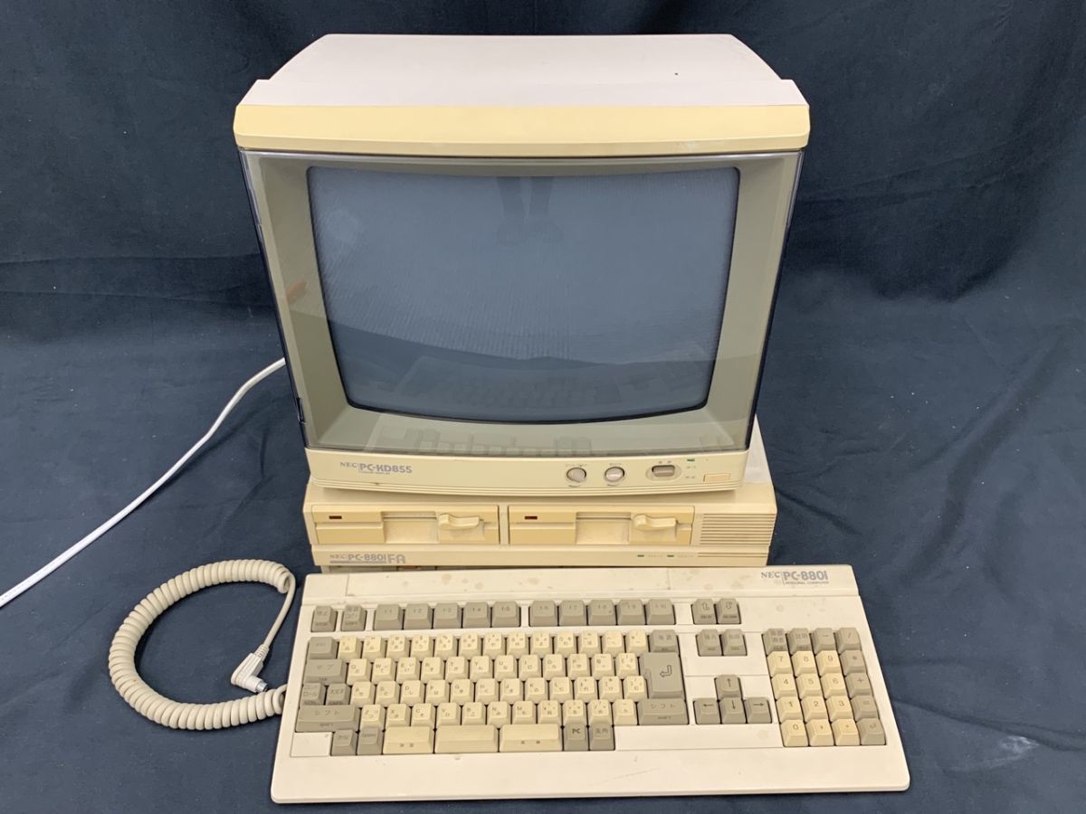 【やや傷や汚れあり】1203-251MK⑭17741 パーソナルコンピューター NEC PC-8801 FA / カラーディスプレイ PC-KD855 / キーボード 電化製品 家電 レトロ ...