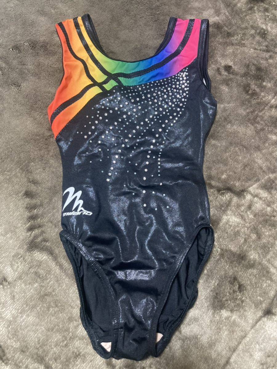 【目立った傷や汚れなし】milano ミラノ 新体操・器械体操 レオタード 競技用・試合用 ラメ生地 光沢 レインボー サイズ30（140 ...