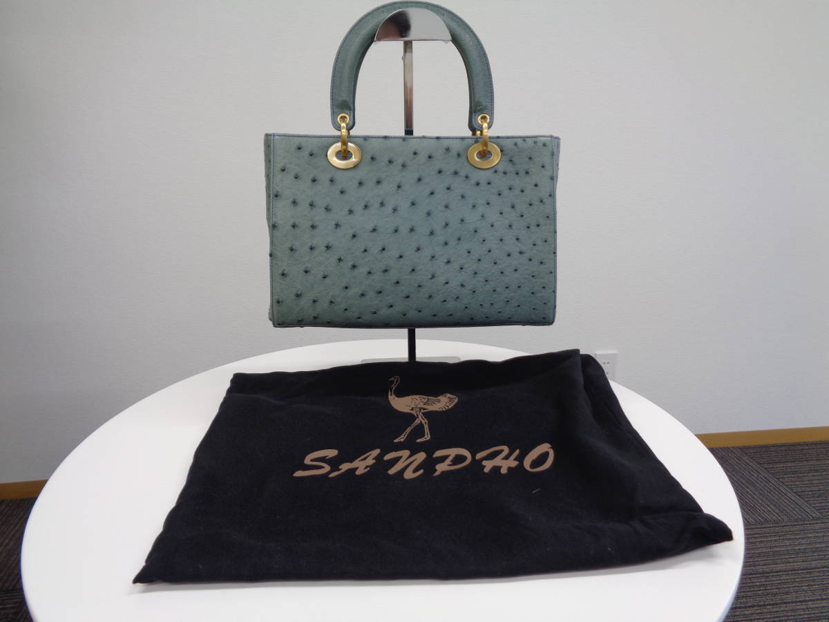 【やや傷や汚れあり】美品 SANPHO サンポー オーストリッチ ハンドバッグ 水色 JRAタグあり 保存袋付き の落札情報詳細| ヤフオク落札価格情報 オークフリー