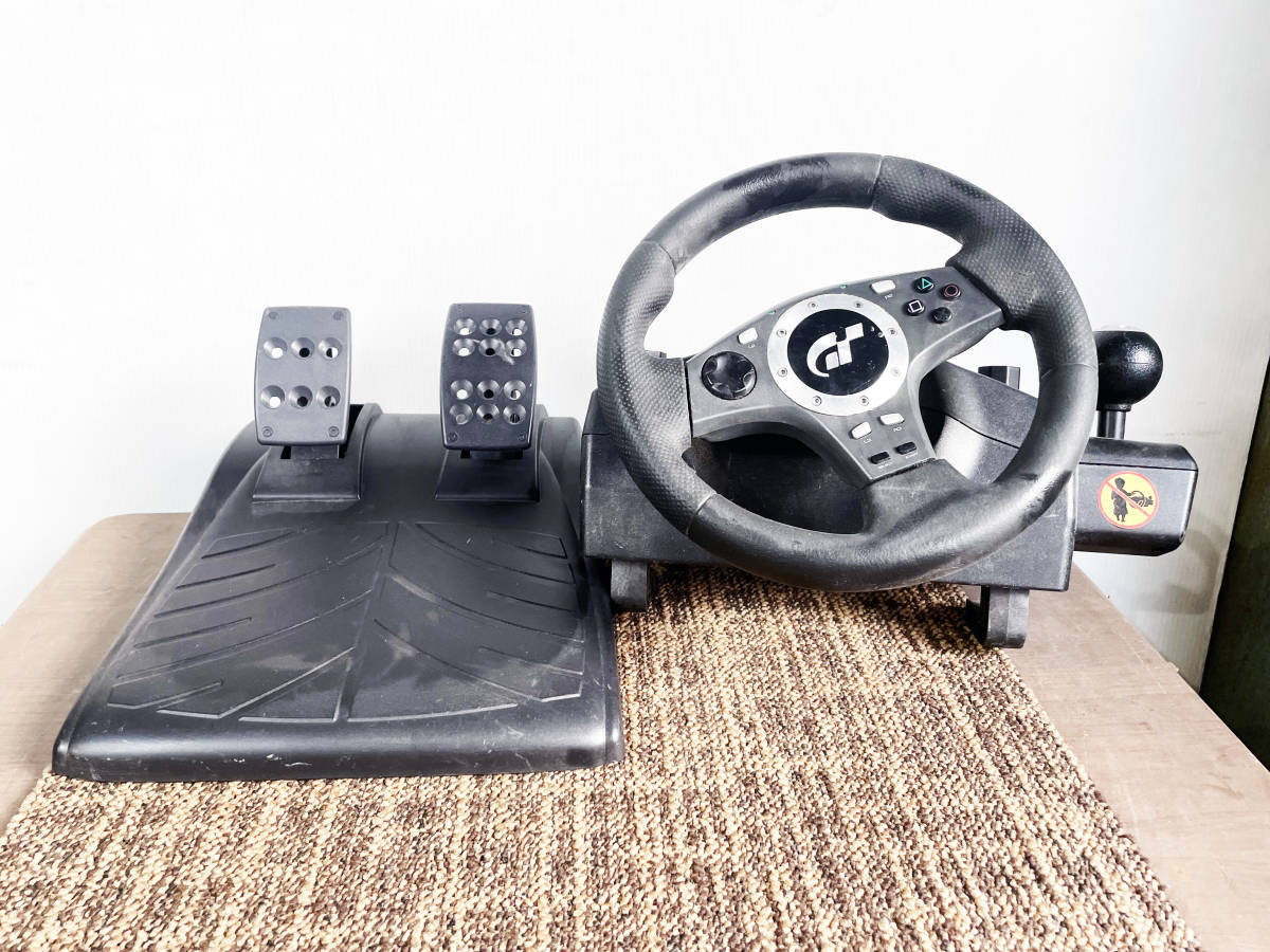 【やや傷や汚れあり】★ 中古★logicool Driving Force Pro PS2 ロジクール ドライビングフォース【E-UJ11 ...