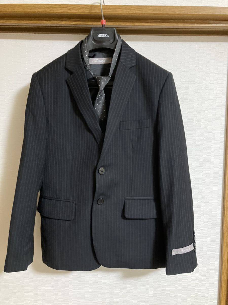 【目立った傷や汚れなし】【送料無料】★Mineka★男子スーツ5点セット フォーマル 紳士服 ジャケット ベスト スラックス 入学式/卒業式 紺縦縞 150-155cm の落札情報詳細 ...