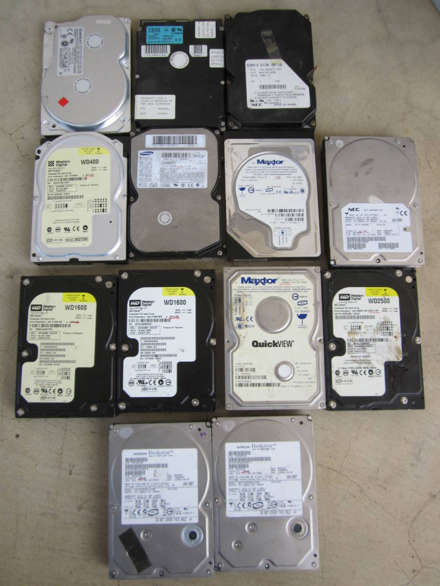 【やや傷や汚れあり】ハードディスク 3.5インチ IDE HDD 40～500GB まとめて13個 Western Digital・NEC ...