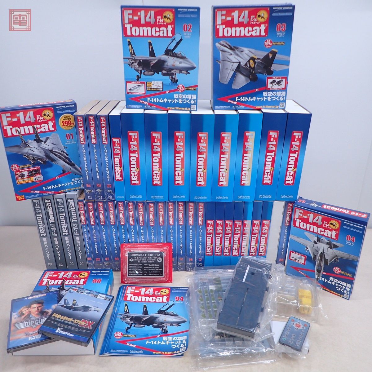 【未使用】未開封 アシェット 1/32 週刊 F-14 トムキャットをつくる 1〜100、118〜121、126〜140号+バインダー付 ダイキャスト F14 Tomcat 軍用機【DCの落札 ...