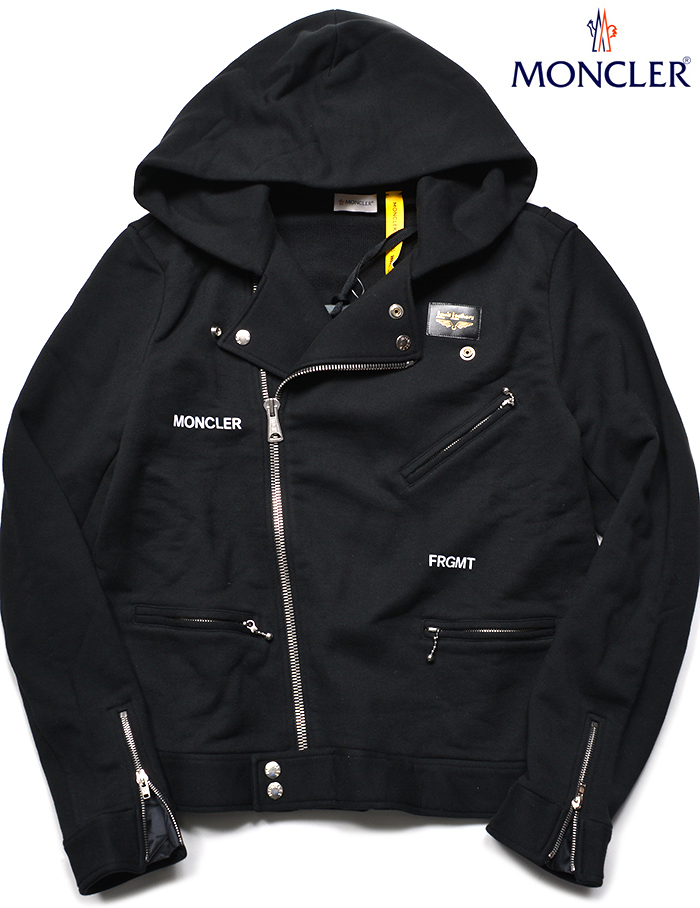 【未使用】新品20万 MONCLER (M) (日本M～Lサイズ相当) モンクレール×藤原ヒロシ×ルイスレザー スウェットフルジップパーカー ...