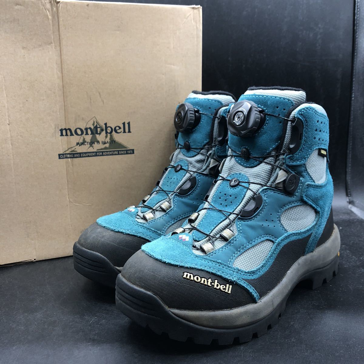 【やや傷や汚れあり】M414 良品 mont-bell モンベル トレッキング シューズ ブーツ BOA ボア GORE-TEX ゴアテックス 登山靴 レディース 24.0cm ブルー系の落札 ...