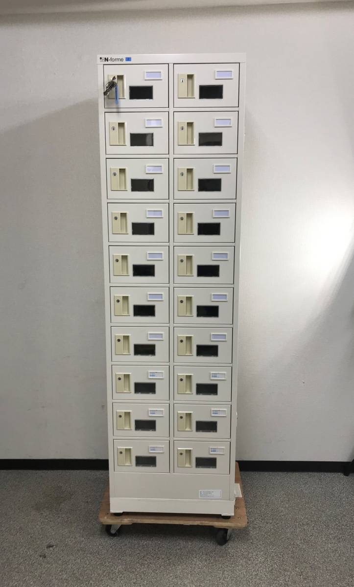 【やや傷や汚れあり】ID3419: 東京都八王子市 引取限定 N-forme エヌ・フォルム 貴重品ロッカー 2列10段 シリンダー錠タイプ ...