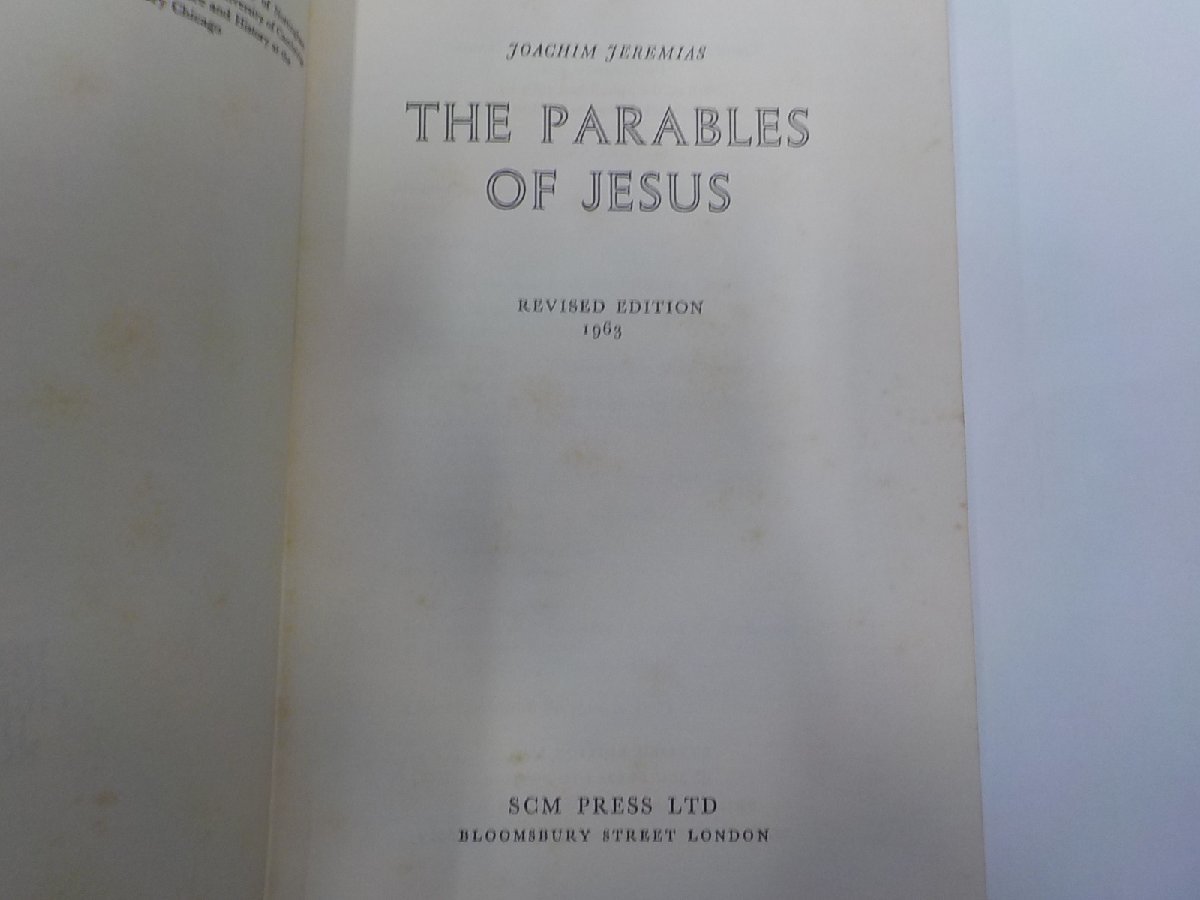 【傷や汚れあり】V7746 THE PARABLES OF JESUS JOACHIM JEREMIAS SCM PRESS LTD(ク）の ...