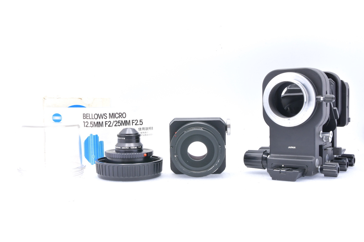 【傷や汚れあり】MINOLTA BELLOWS MICRO 12.5mm F2 SR/MDマウント ＋ AUTO BELLOWS ...
