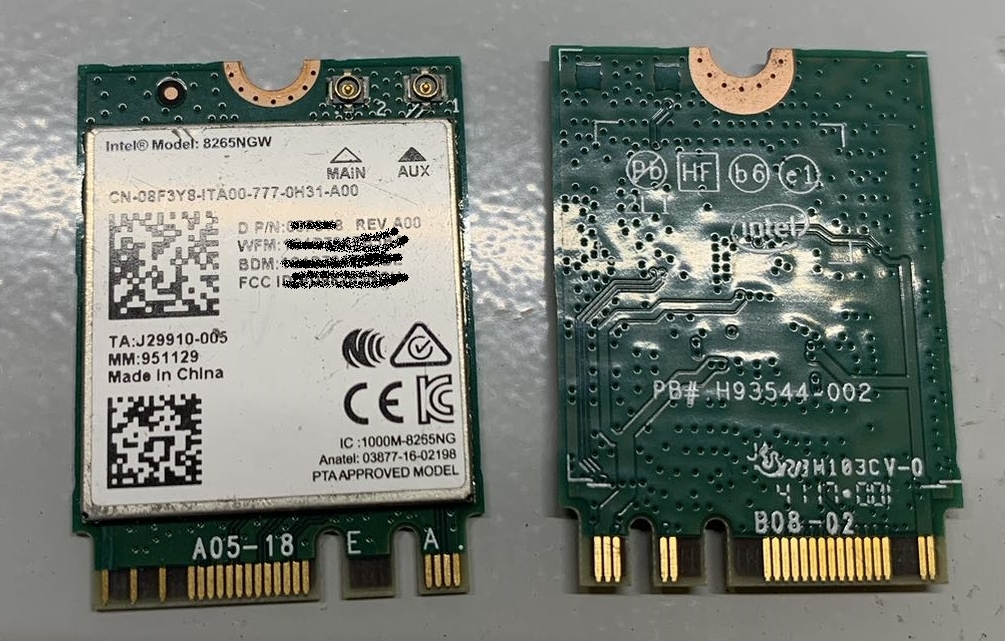 【やや傷や汚れあり】Intel Dual Band Wireless-AC 8265 8265NGW 無線LAN Wi-Fi5 ...