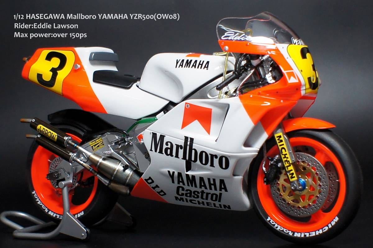 【未使用】1/12 ハセガワ HASEGAWA 1988 Marlboro YAMAHA YZR500 (OW08) ＃3 Eddie Lawson 塗装済 完成品の落札情報詳細 - ヤフオク ...