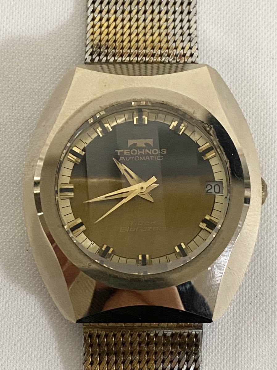 【傷や汚れあり】11K027 TECHNOS テクノス TIGER BORAZON タイガー ボラゾン カットガラス デイト ゴールド メンズ 自動巻き 腕時計の落札情報詳細 - Yahoo ...